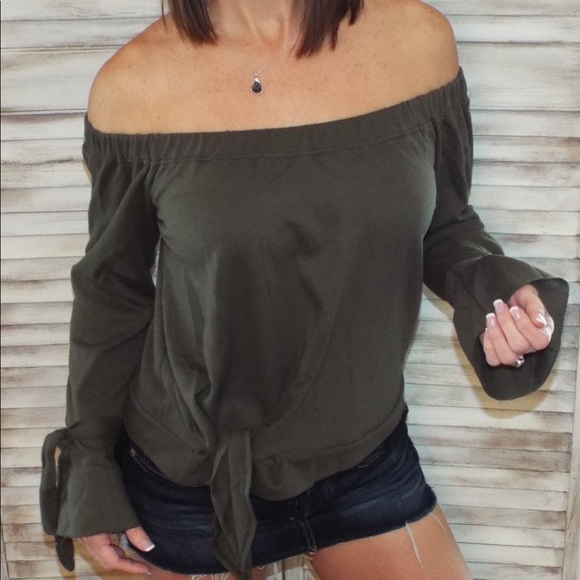 Tops | Last 1 Off Shoulder Tie Sleeve Bell Cuff 118 | Poshmark